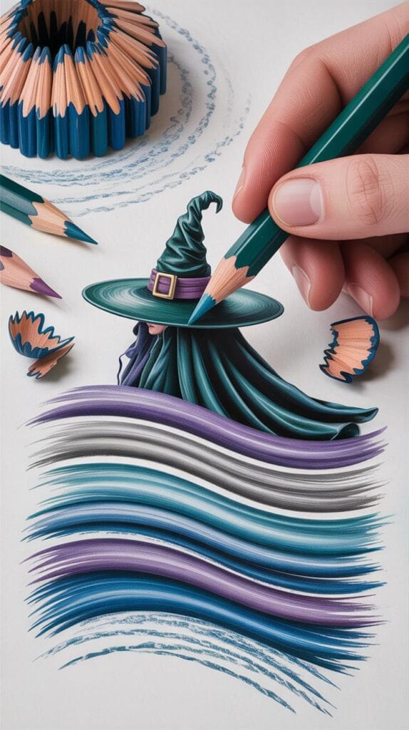 Capturing A Moon Witch In A Mystical Nighttime Color Pencil Portrait ...