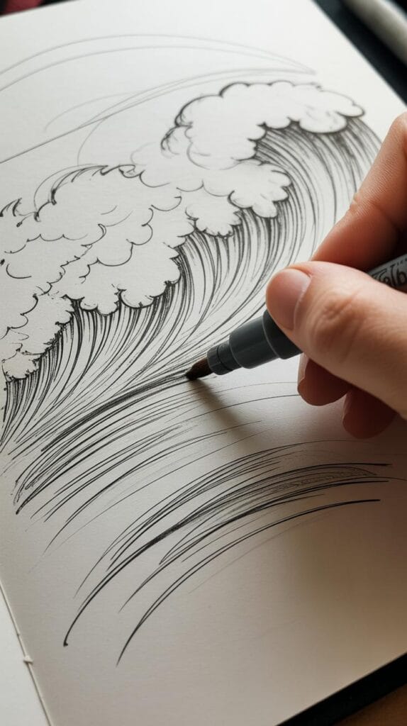 Depicting A Sea Storm With Energetic Marker And Pencil Techniques ...