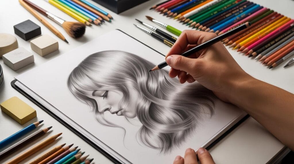 Drawing Hair Tutorial With Essential Art Tools Drawing Techniques ...